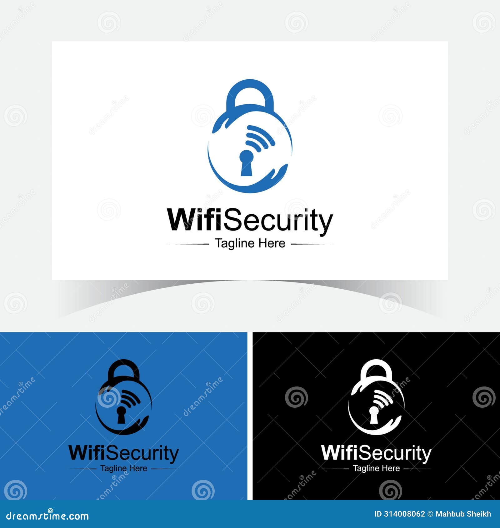 Wifi Security Logo Design Template with Safe Hand. Stock Vector ...