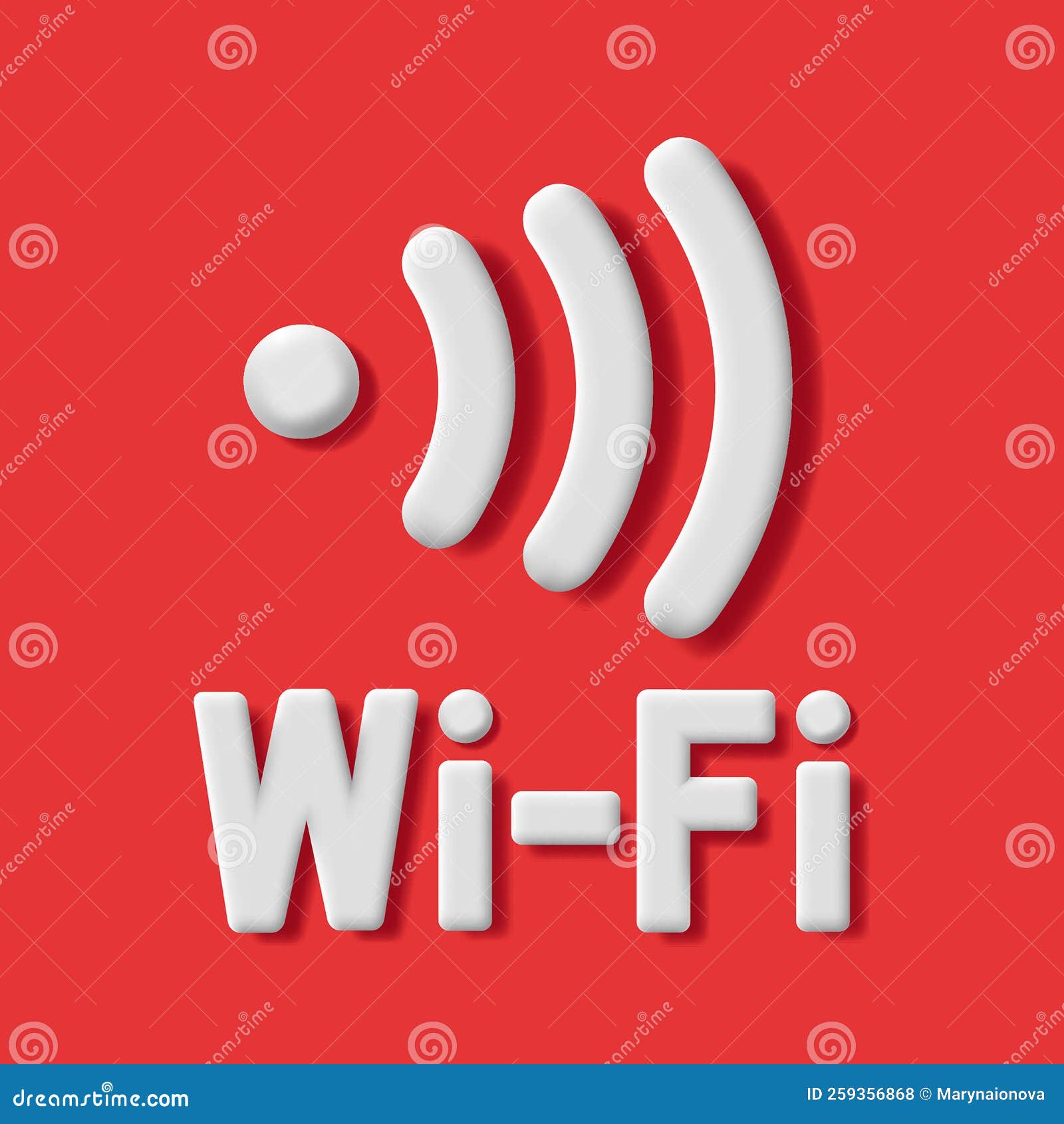 Wifi Sign, Volume White Letters on Red Backdrop Stock Vector ...