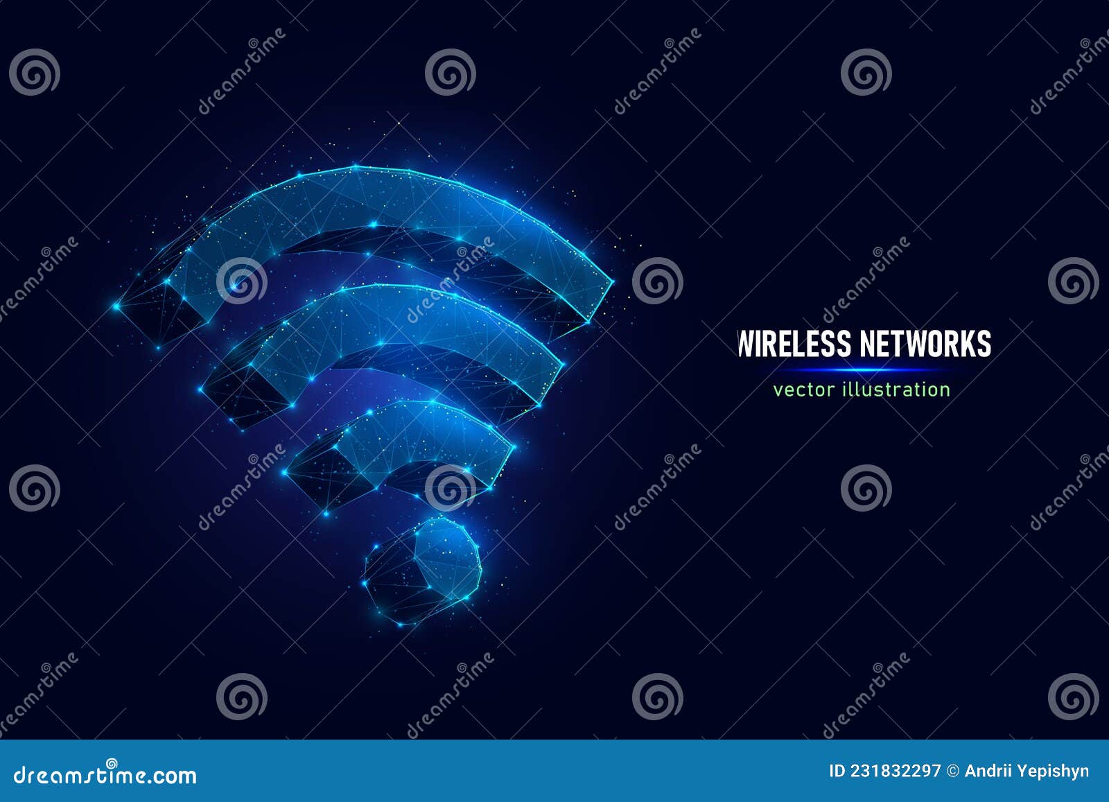 Wifi Sign of Wireless Communication Technology Low Poly Vector ...