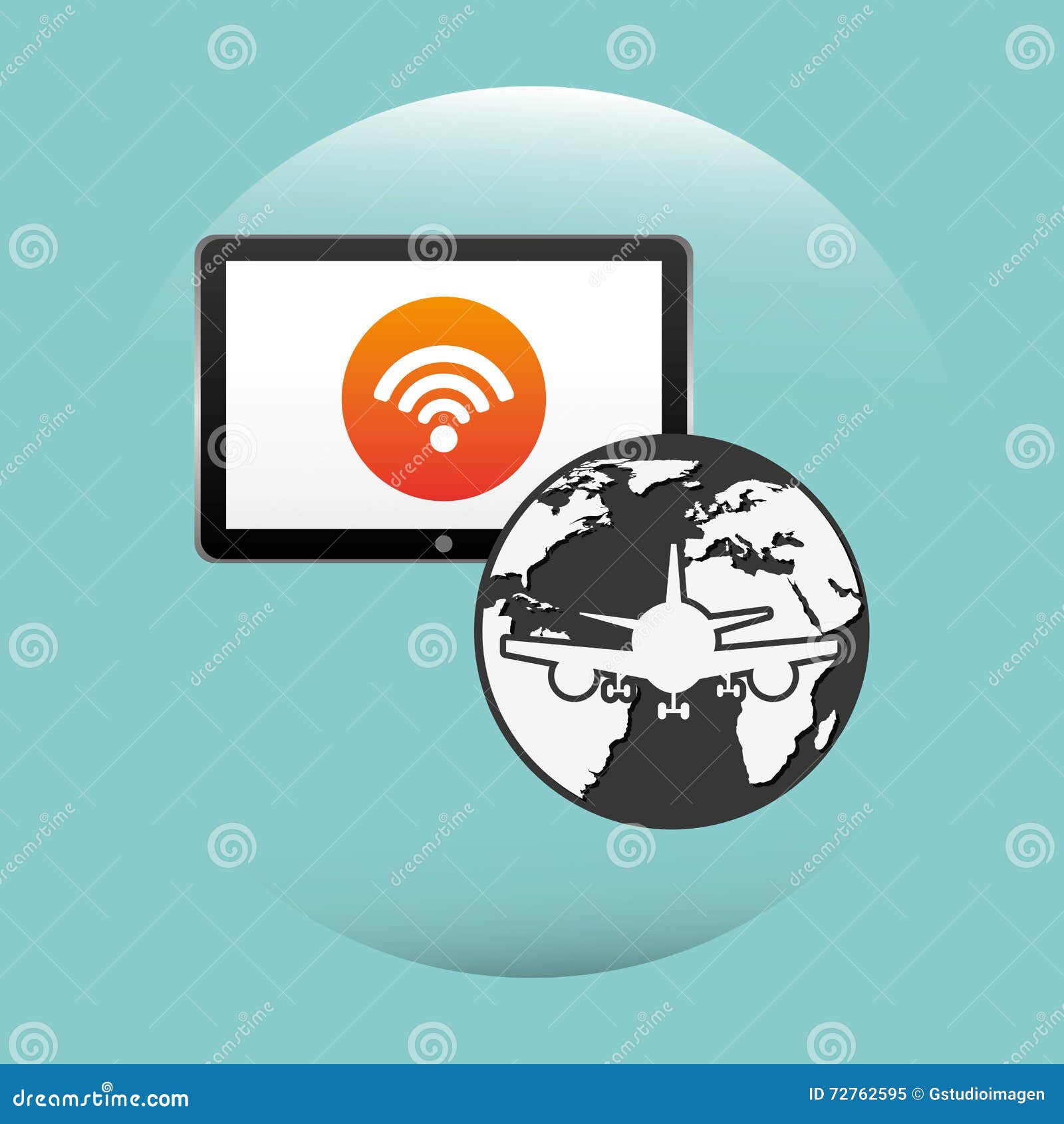 Wifi Signal in Flight Design Stock Illustration - Illustration of ...