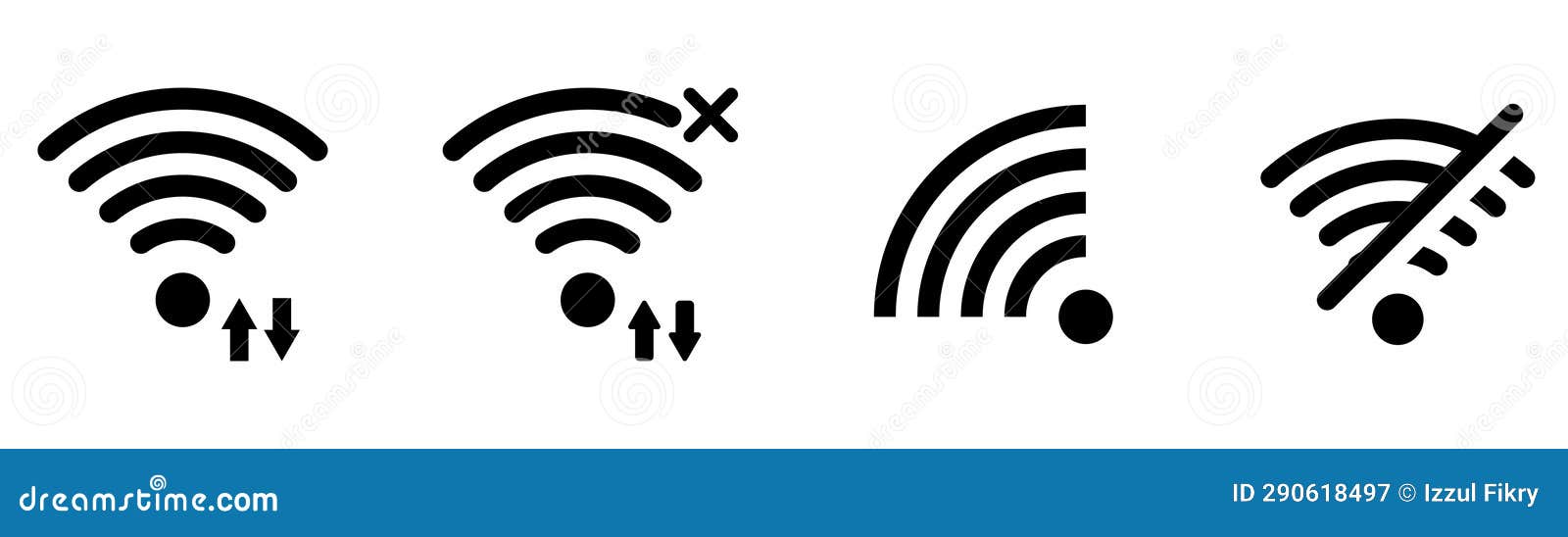 Wifi Signal Icon Set with No Data Connection Stock Vector ...