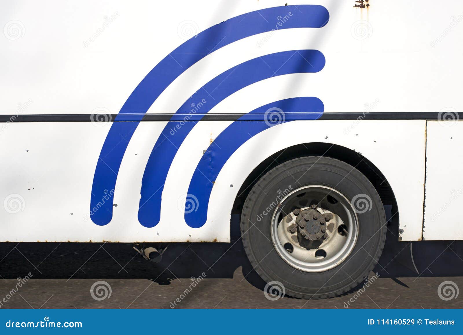 Wifi Signal Sign on the White Bus Stock Image - Image of traffic, wheel ...