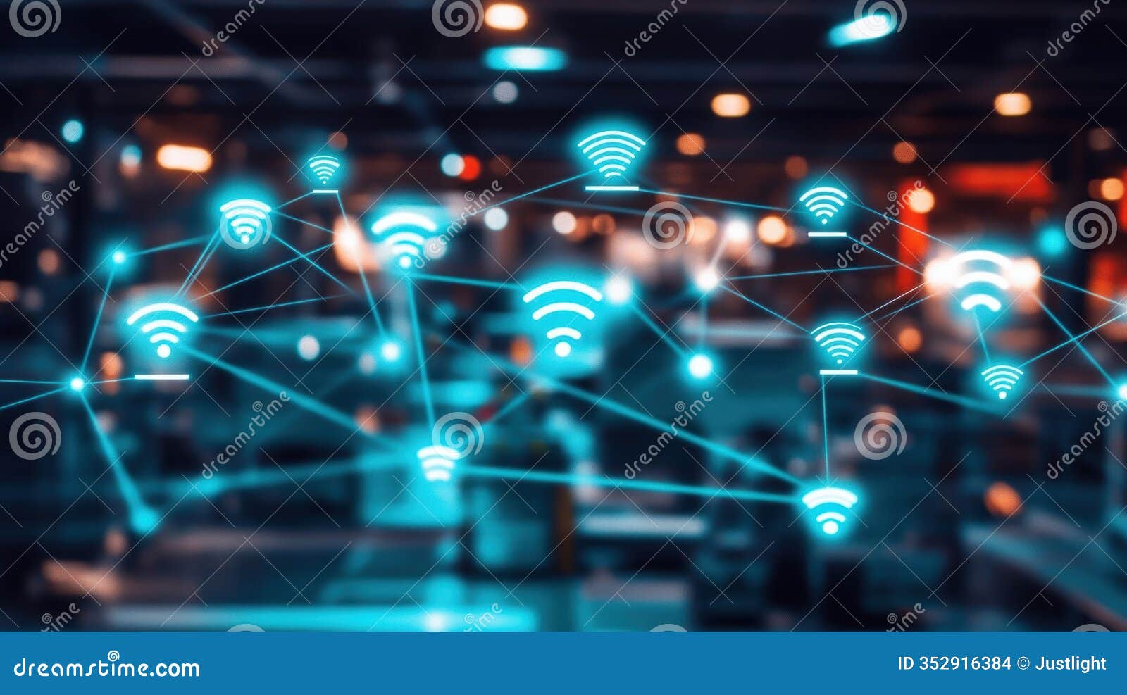 Wifi Signals Connecting in a Blurred Server Room Background Stock ...
