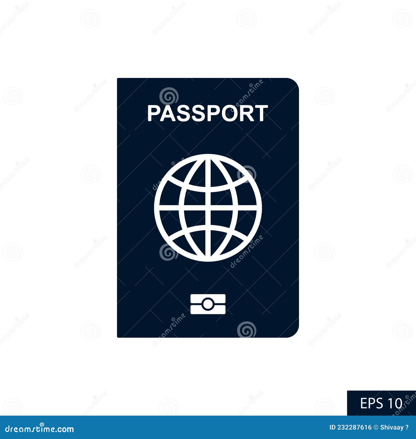 Passport Vector Icon With Biometric Passport Symbol In Flat Style