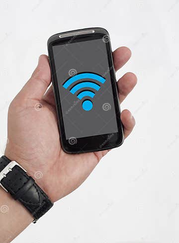 Wifi on Smart Phone stock image. Image of comuter, sign - 34751885