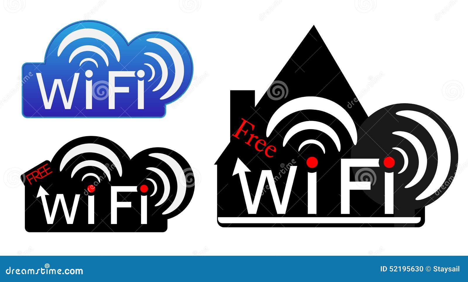 Wifi stickers stock vector. Illustration of cloud, internet - 52195630