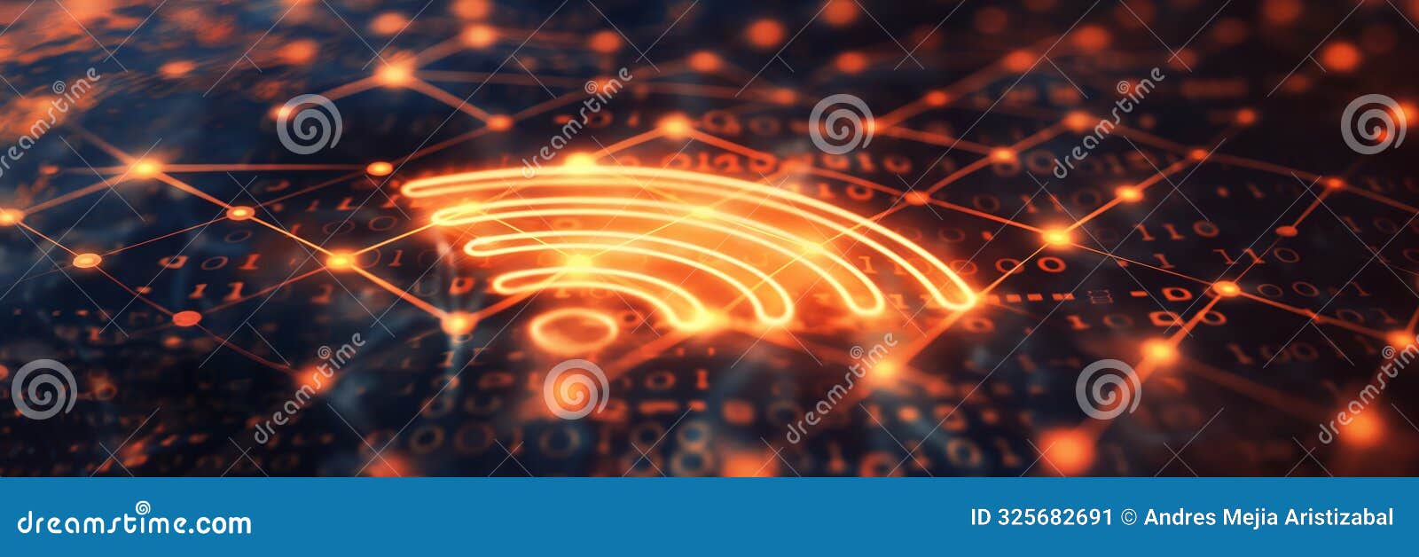 Wifi Symbol Glowing on Motherboard Surrounded by Binary Code Stock ...