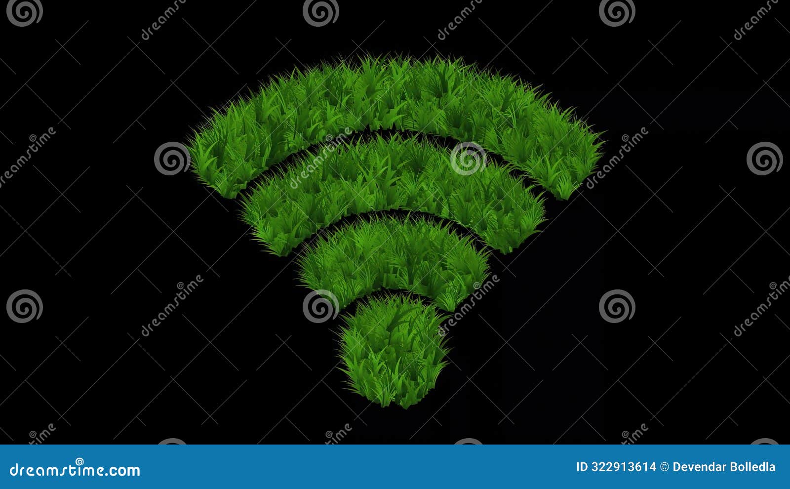 WIFI Symbol with Green Grass on Plain Black Background Stock ...