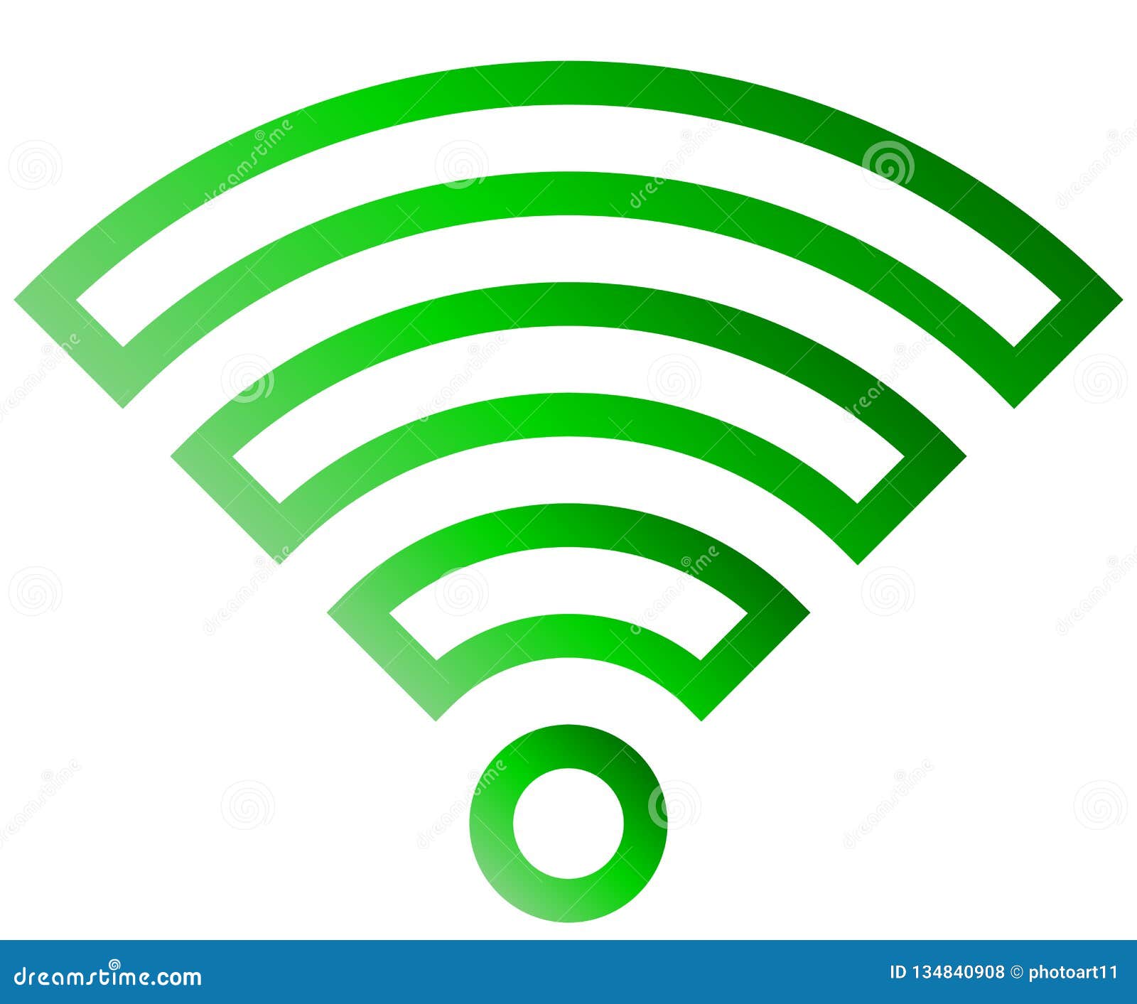 Wifi Symbol Icon - Green Outlined Gradient, Isolated - Vector Stock ...