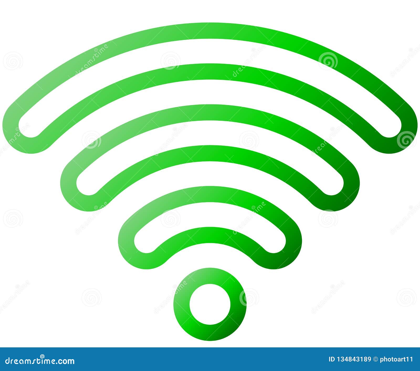 Wifi Symbol Icon - Green Outlined Rounded Gradient, Isolated - Vector ...