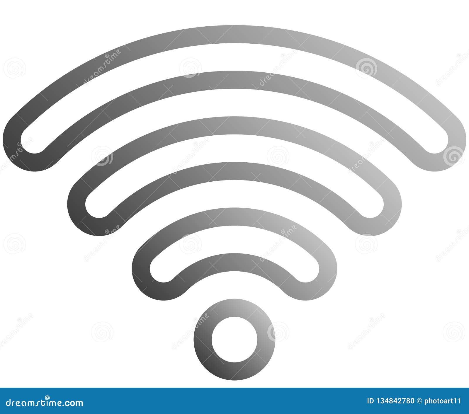 Wifi Symbol Icon - Medium Gray Outlined Rounded Gradient, Isolated ...
