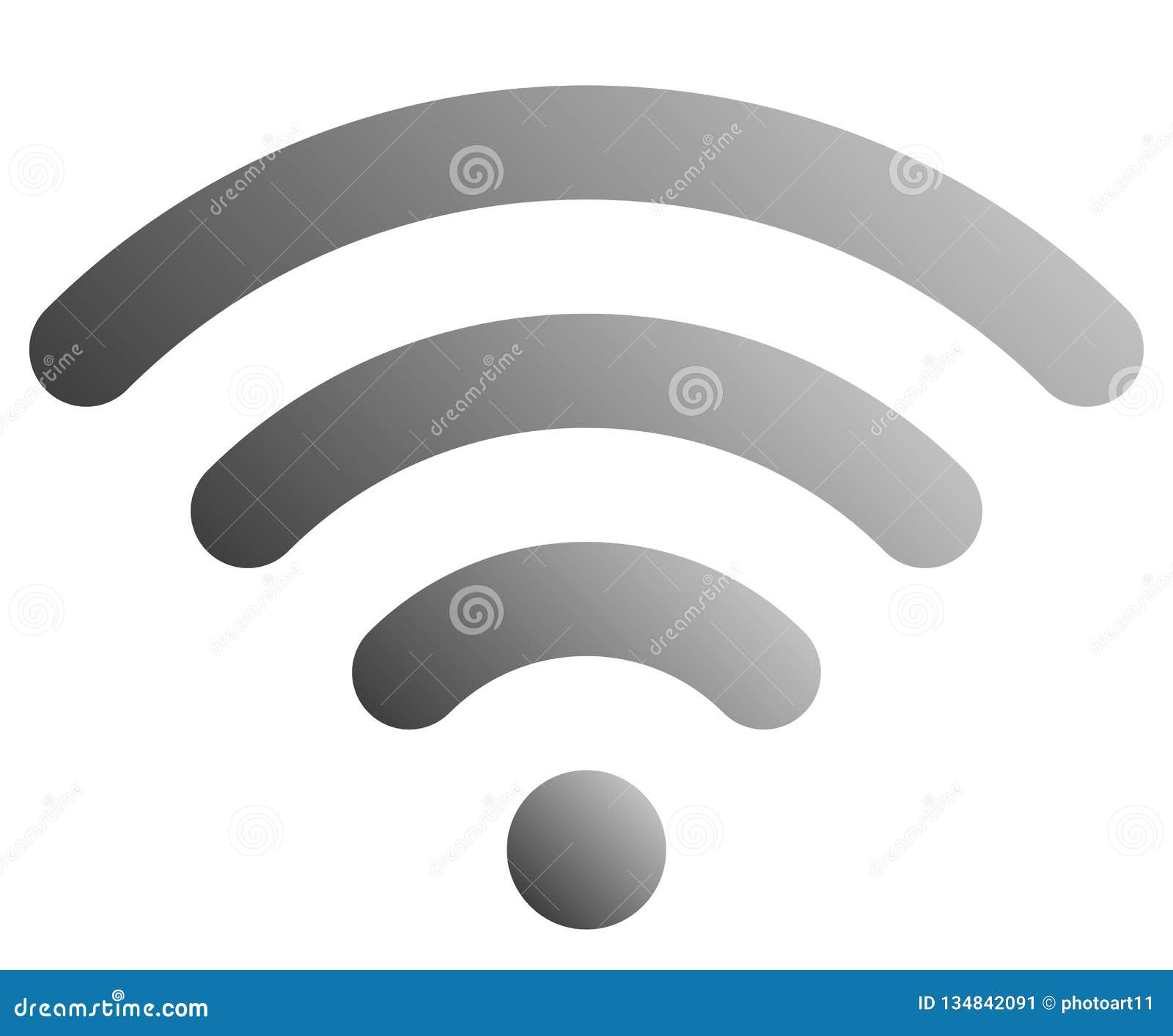 Wifi Symbol Icon - Medium Gray Simple Rounded Gradient, Isolated - Vector Stock Vector ...