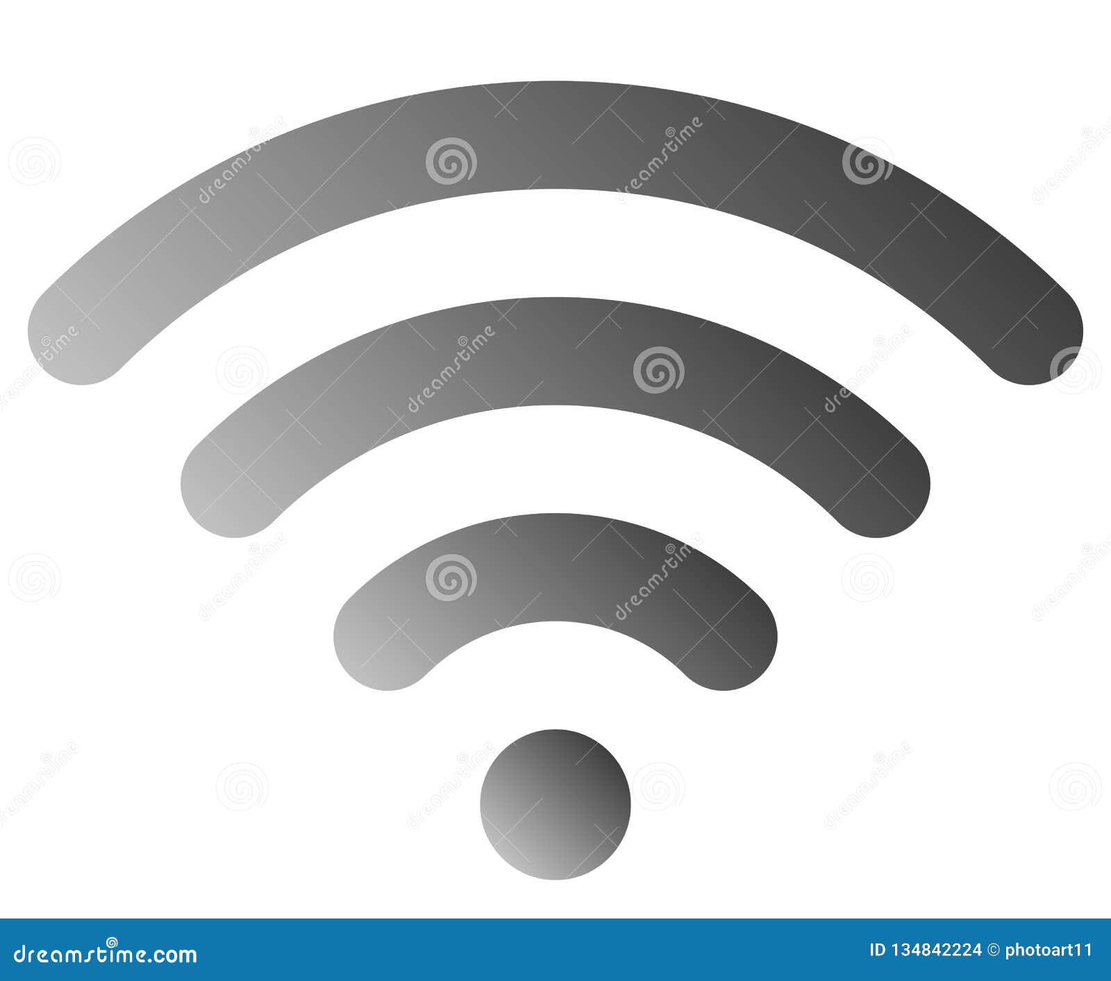 Wifi Symbol Icon - Medium Gray Simple Rounded Gradient, Isolated ...