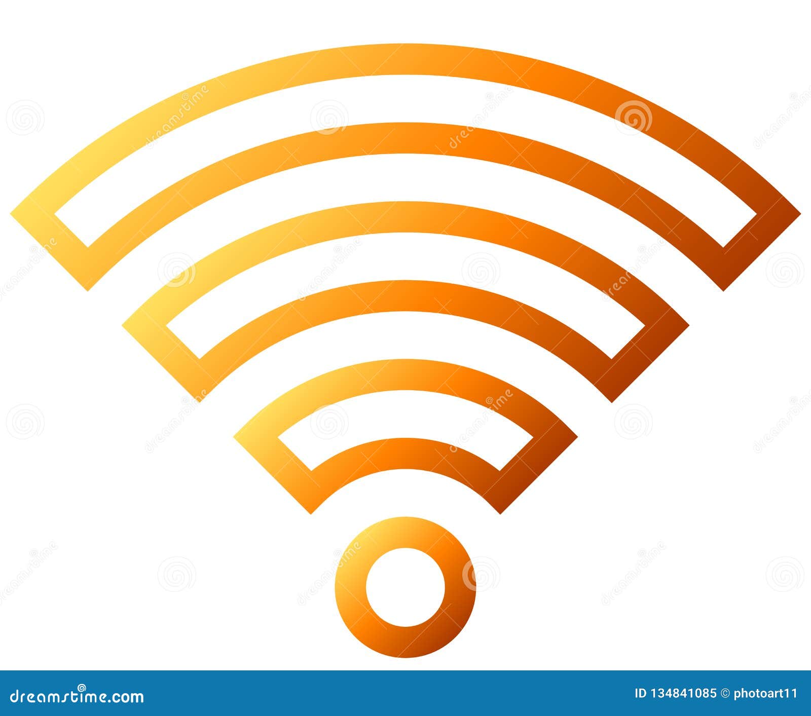Wifi Symbol Icon - Orange Outlined Gradient, Isolated - Vector Stock ...