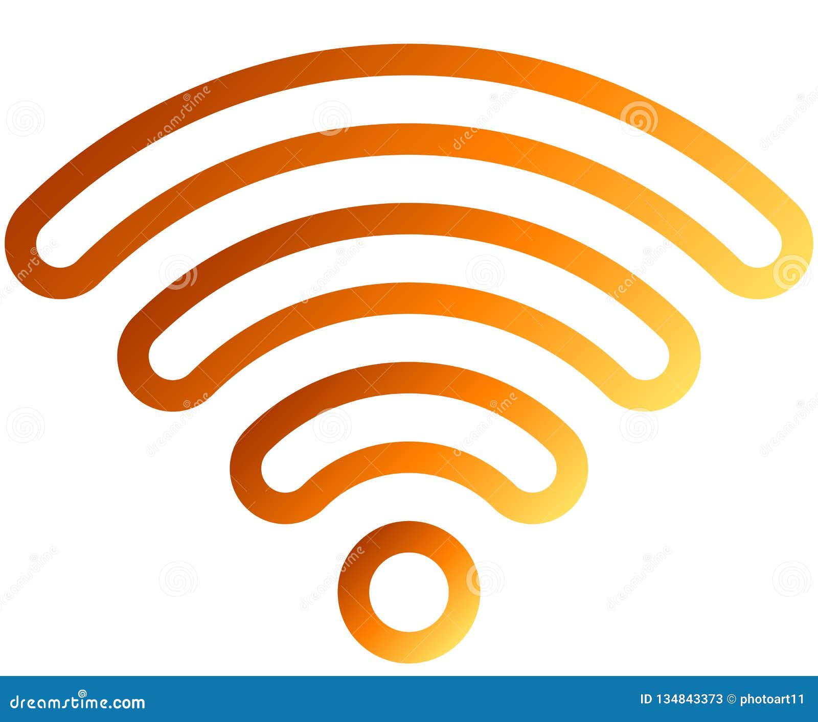 Wifi Symbol Icon - Orange Outlined Rounded Gradient, Isolated - Vector ...
