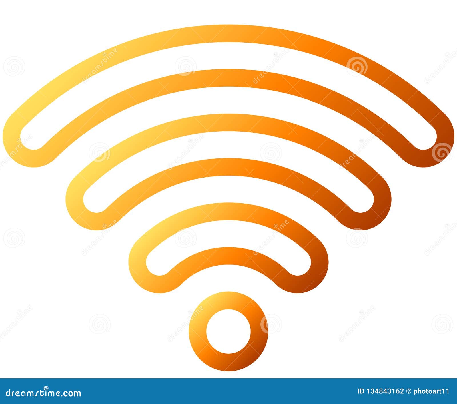Wifi Symbol Icon - Orange Outlined Rounded Gradient, Isolated - Vector ...