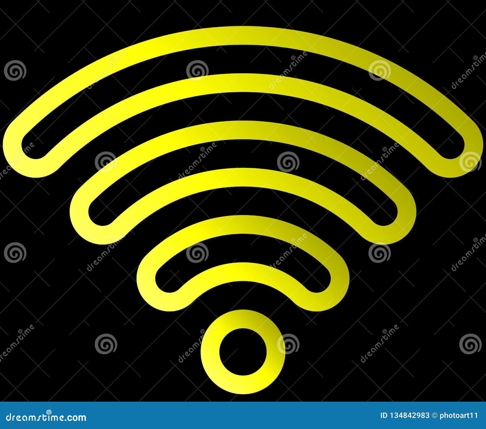 Wifi Symbol Icon - Yellow Outlined Rounded Gradient, Isolated - Vector ...