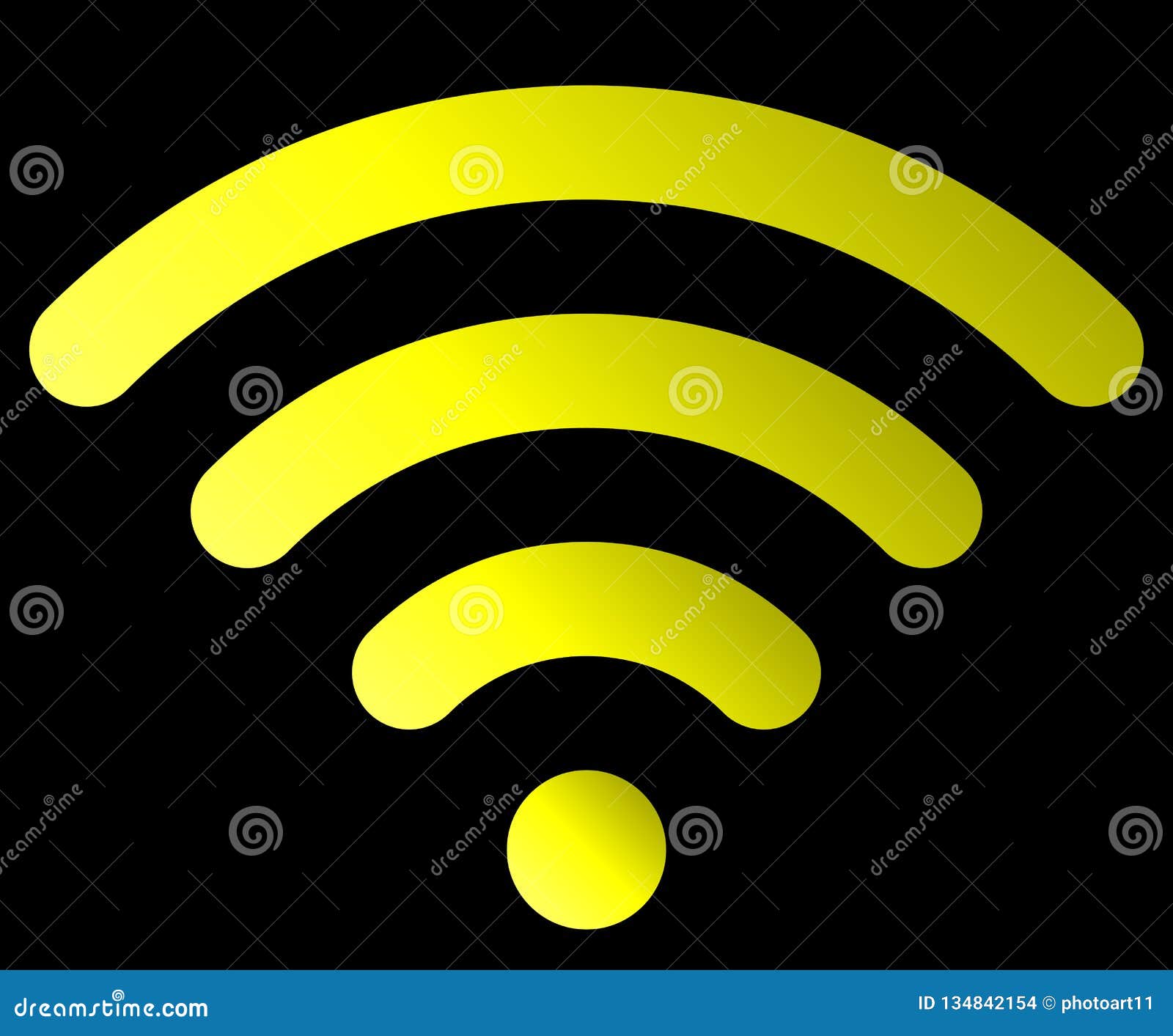 Wifi Symbol Icon - Yellow Simple Rounded Gradient, Isolated - Vector ...