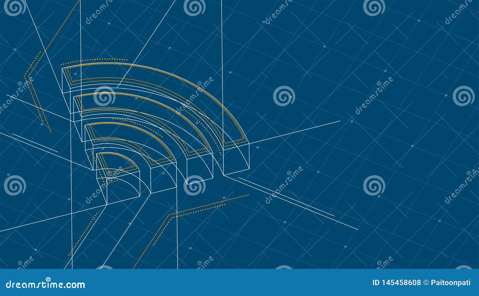 Wifi Symbol Isometric Symbol Dot and Dash Line Frame Structure Pattern ...