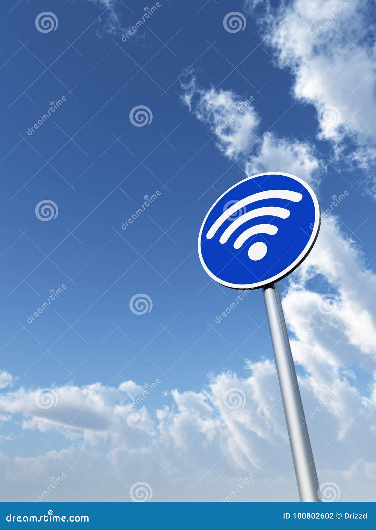 Wifi symbol on roadsign stock photo. Image of signal - 100802602