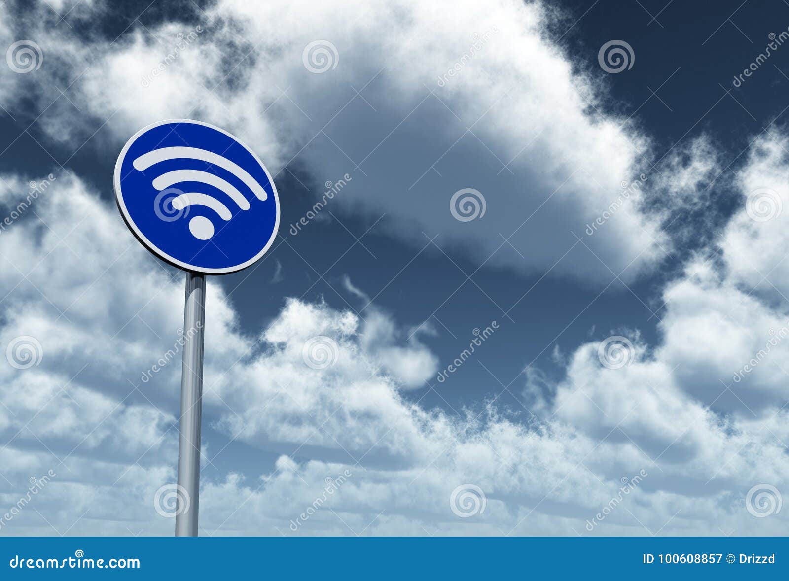 Wifi symbol on roadsign stock illustration. Illustration of sign ...