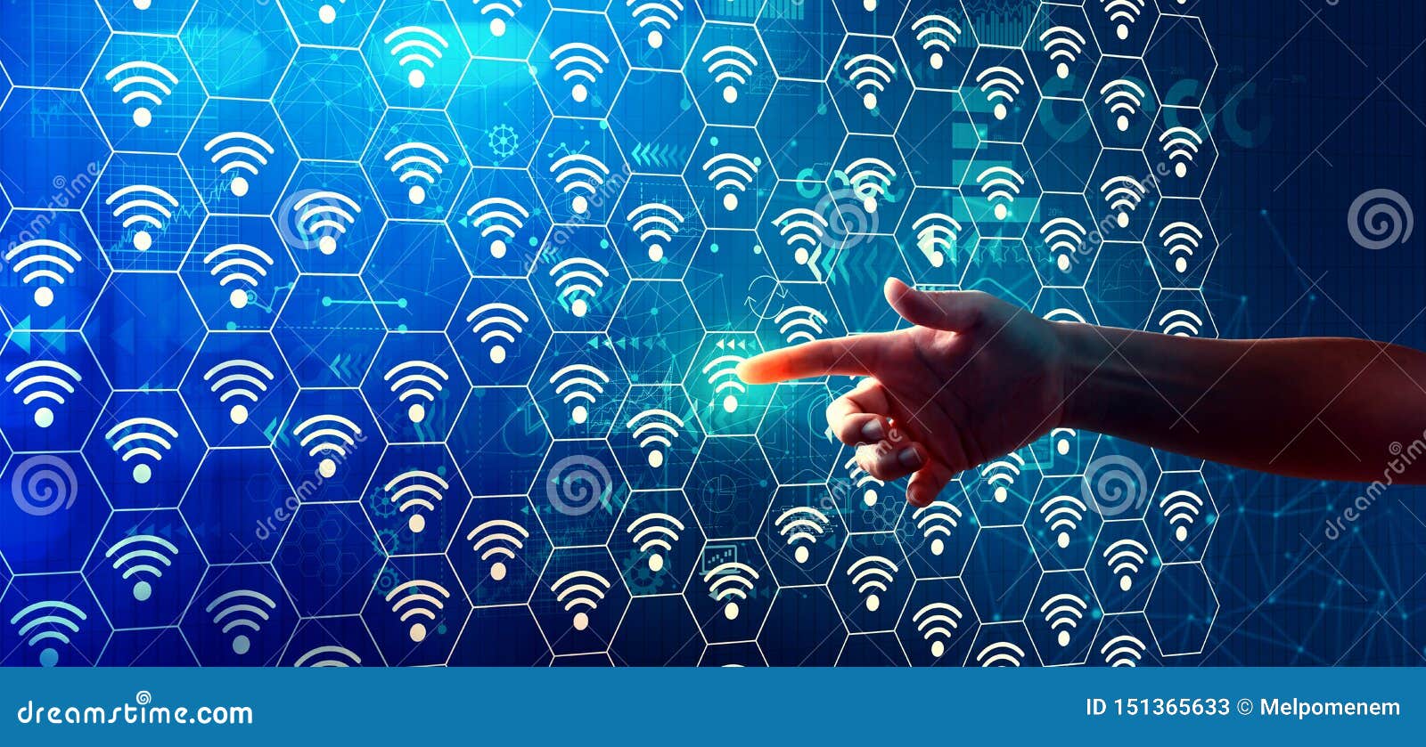 Wifi Theme with Hand Pressing a Button Stock Image - Image of beautiful ...