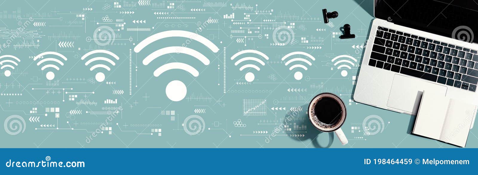 Wifi Theme with a Laptop Computer Stock Image - Image of signal ...