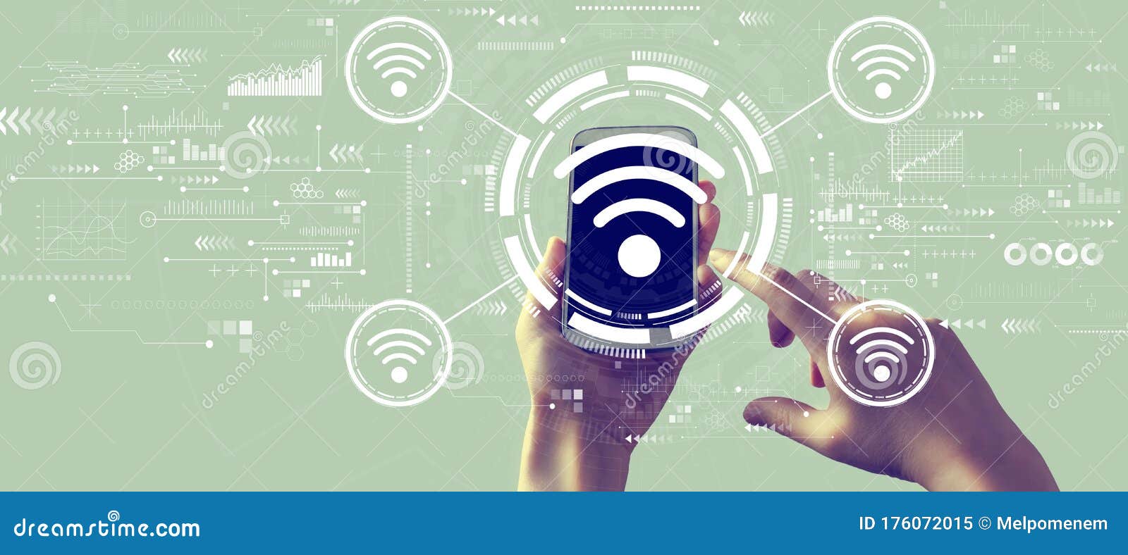 Wifi theme with smartphone stock image. Image of tech - 176072015