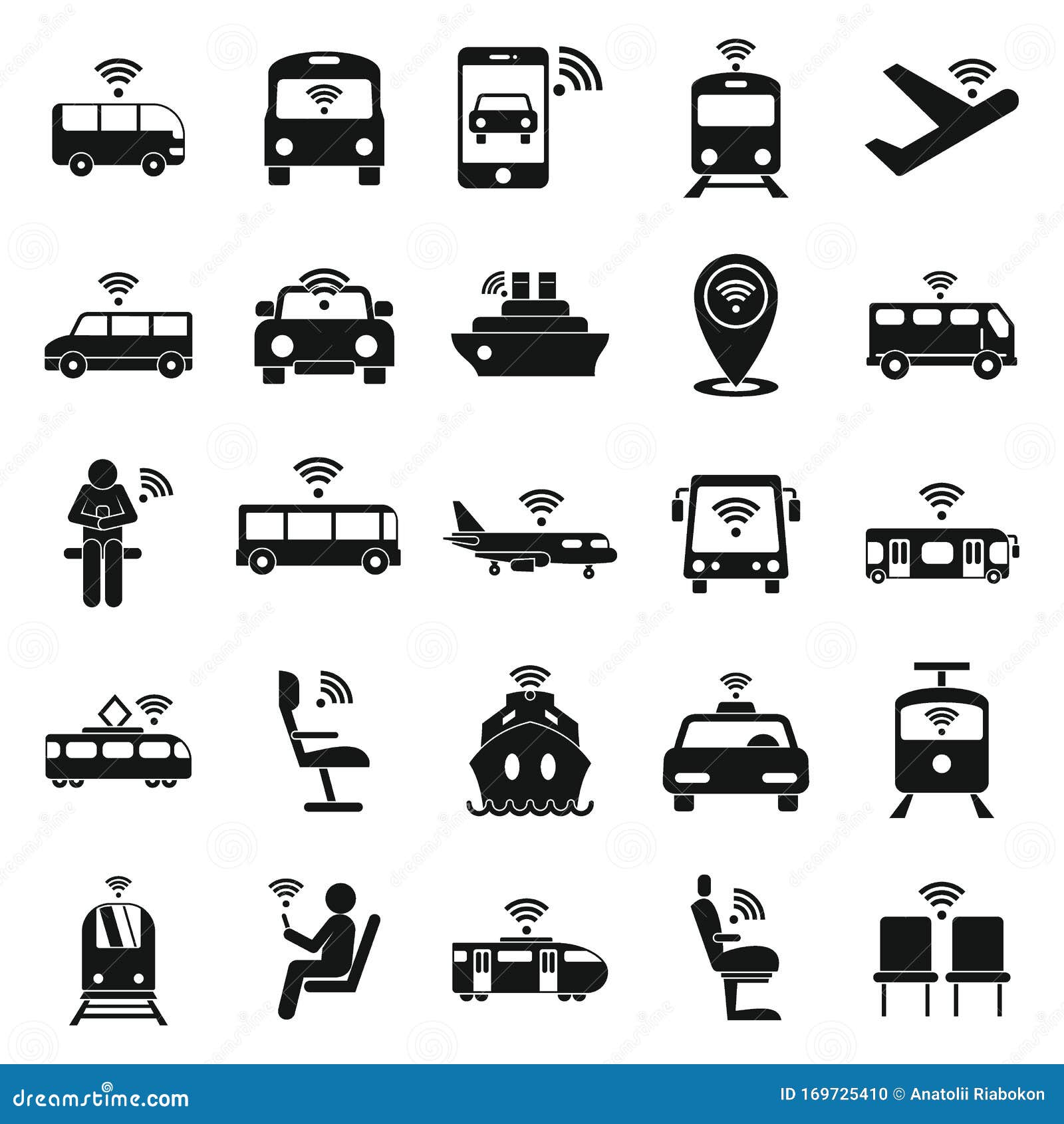 Wifi in Transport Icon Set, Simple Style Stock Vector - Illustration of ...