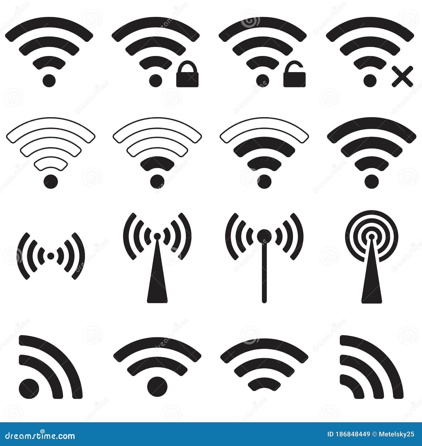 Wifi or Wireless Icons Set for Remote Access. Vector Illustration ...