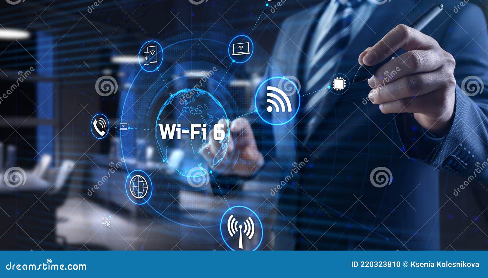 Wifi 6 Wireless Internet Connection Network Technology Concept Stock ...
