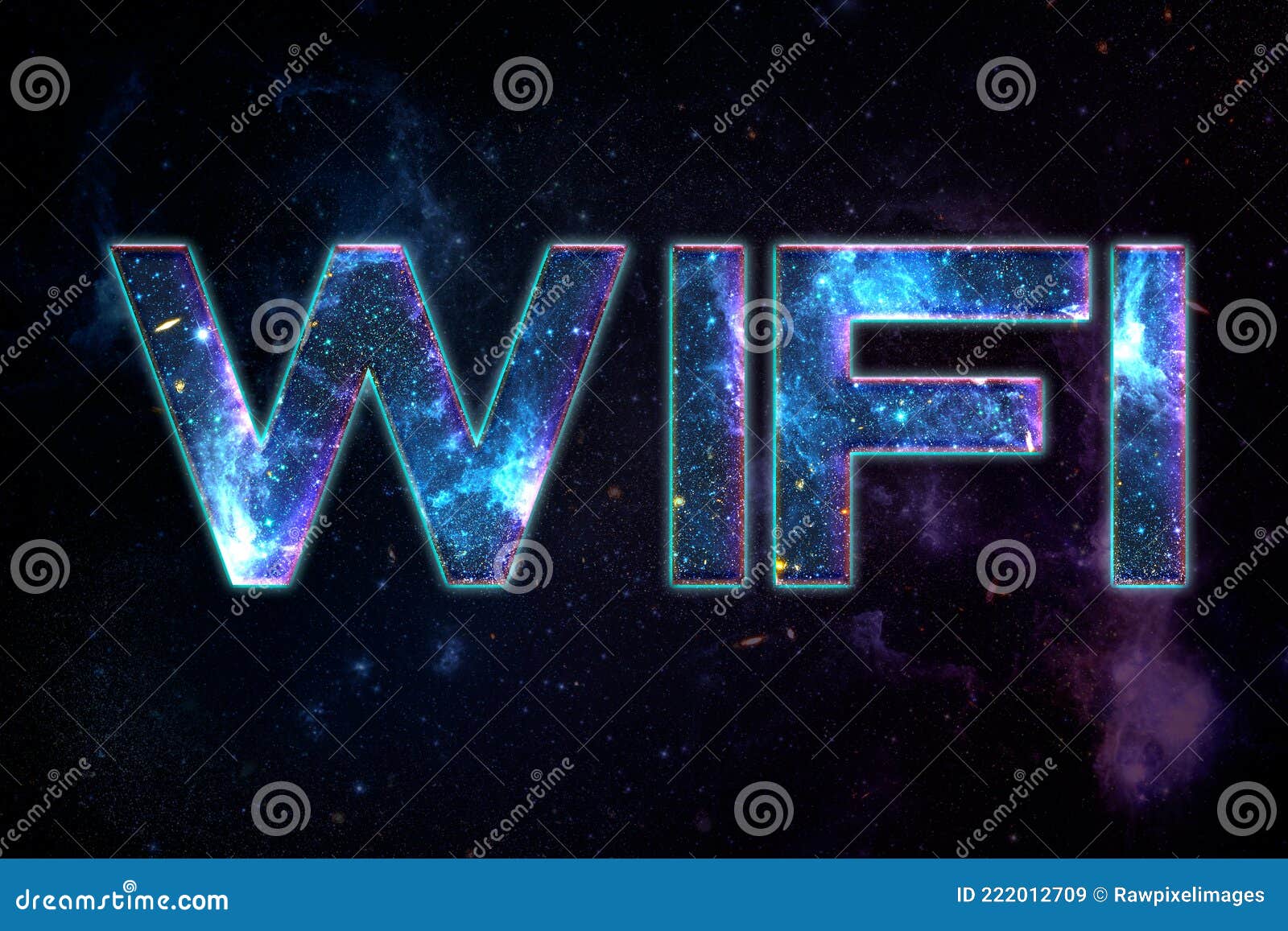 WIFI Word Typography Text on Galaxy Background Stock Illustration ...