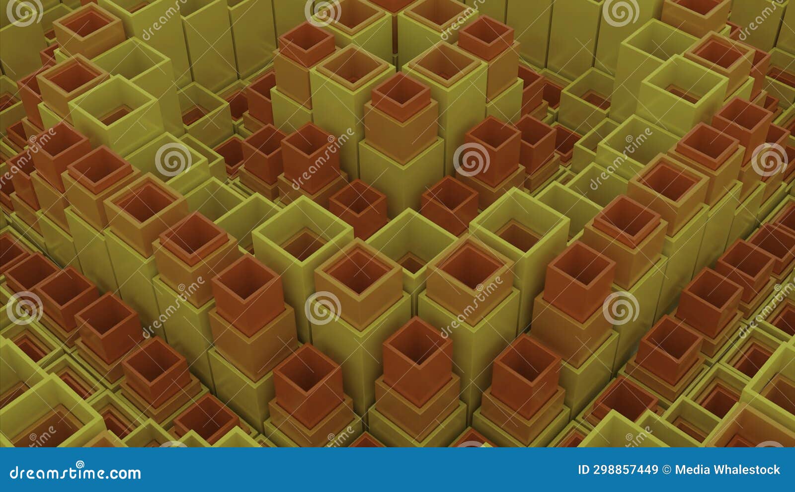 Wiggling Abstract Columns in Up and Down Motion. Design. Yellow and ...