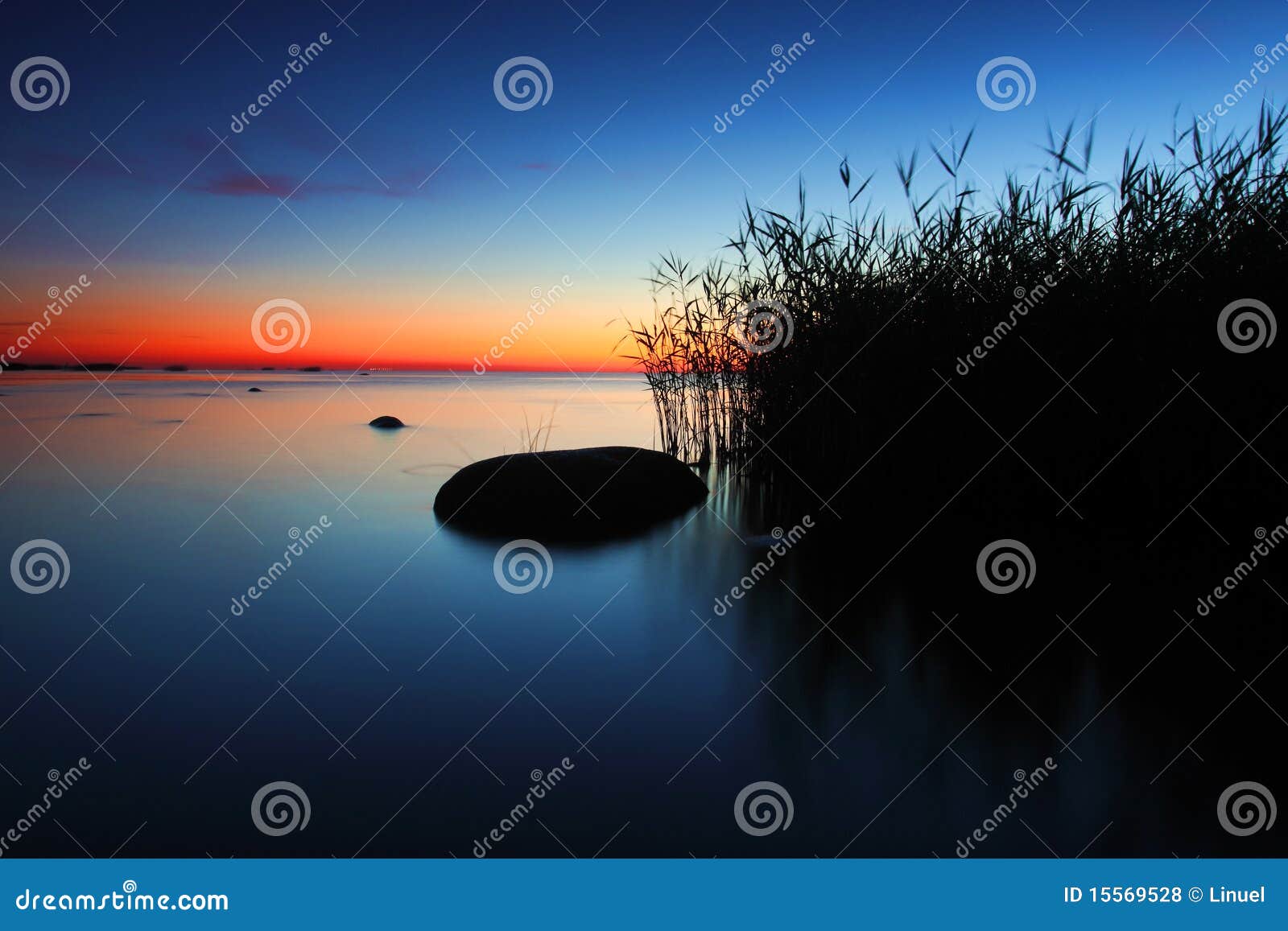 Wight Night on the Finnish Gulf Stock Photo - Image of calmness, coast ...