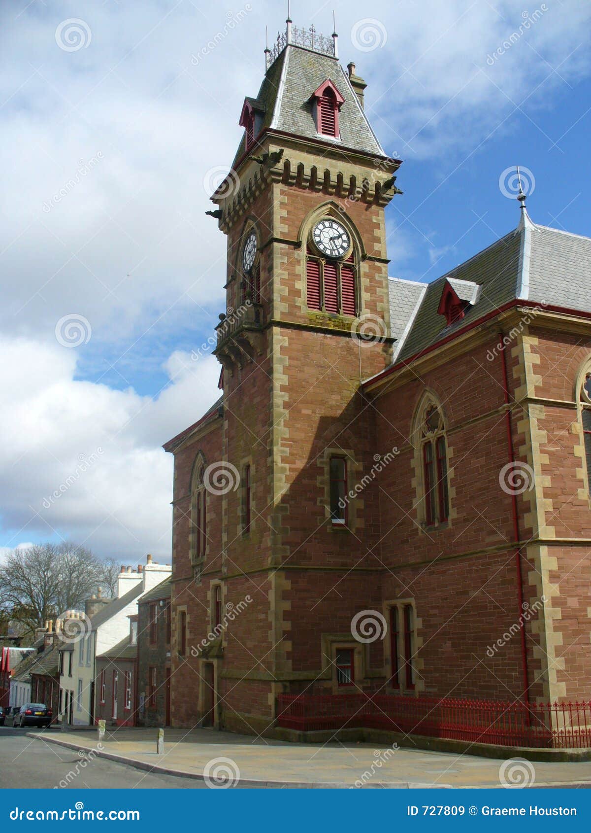 Wigtown Town Hall stock image. Image of spires, shadows - 727809