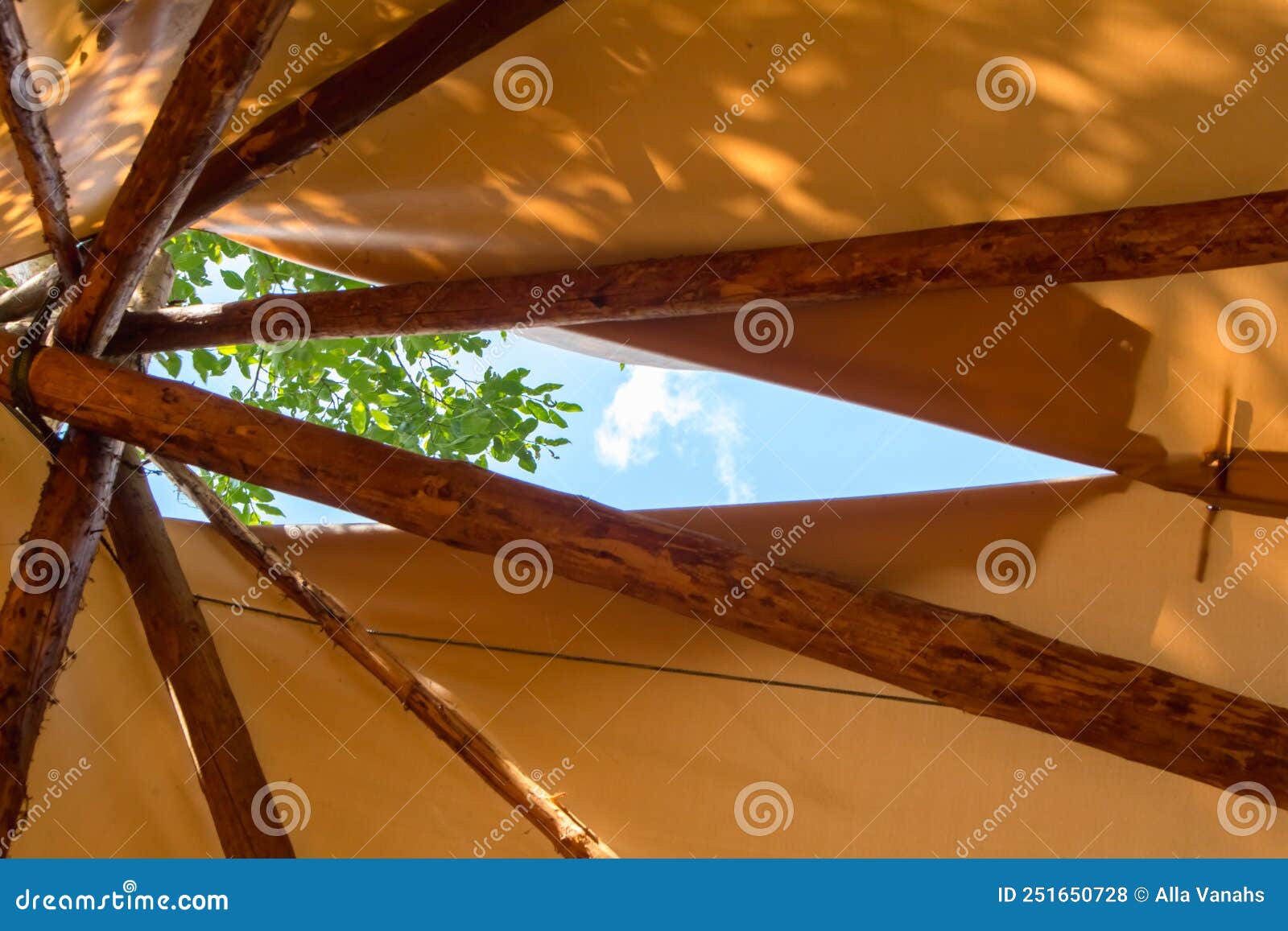 Wigwam from inside stock photo. Image of season, tree - 251650728