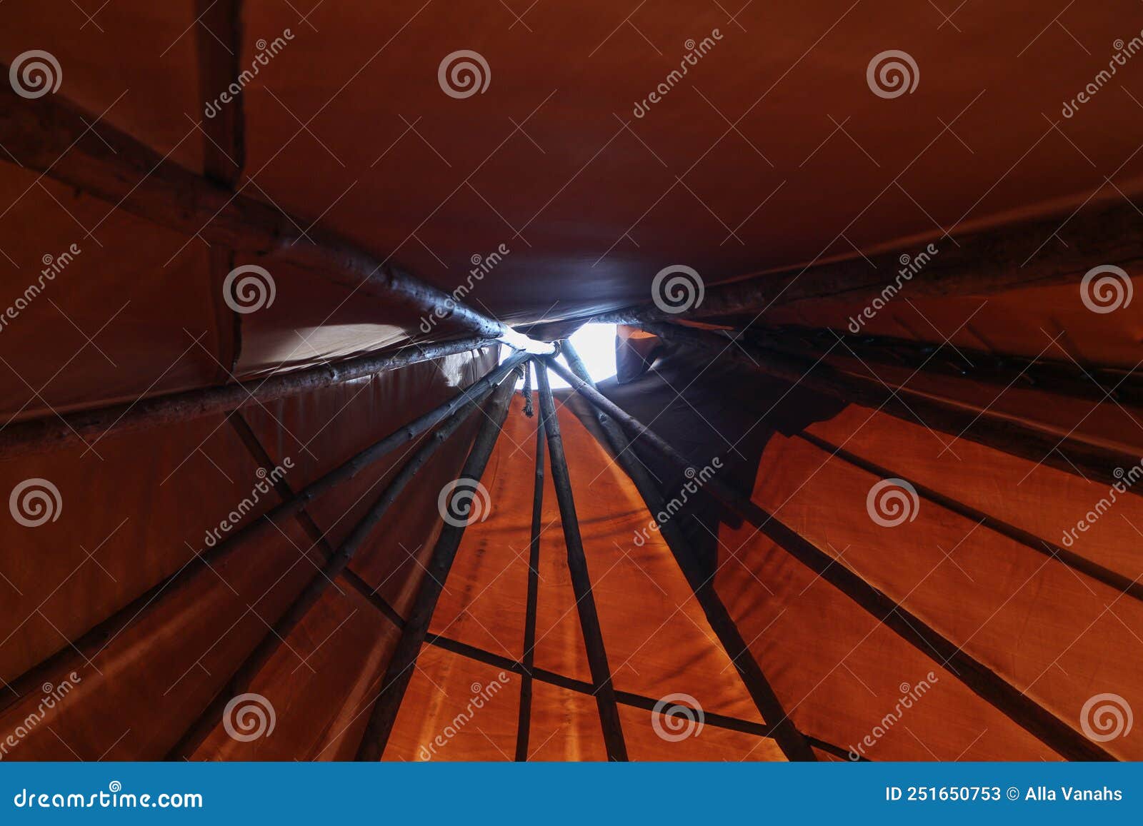 Wigwam from inside stock image. Image of environment - 251650753