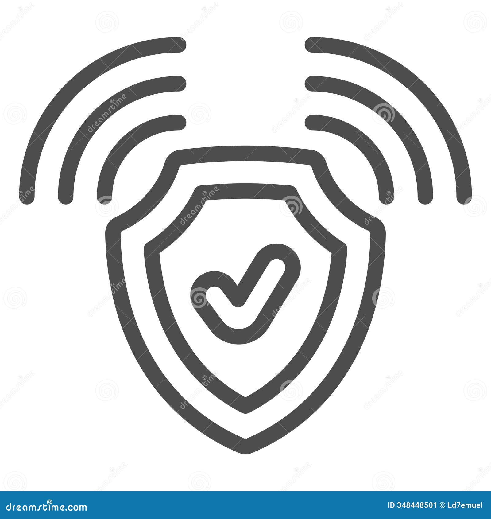 Wiireless Secure Connection Point Line Icon, Data Protection Concept. Vector Graphics Stock ...