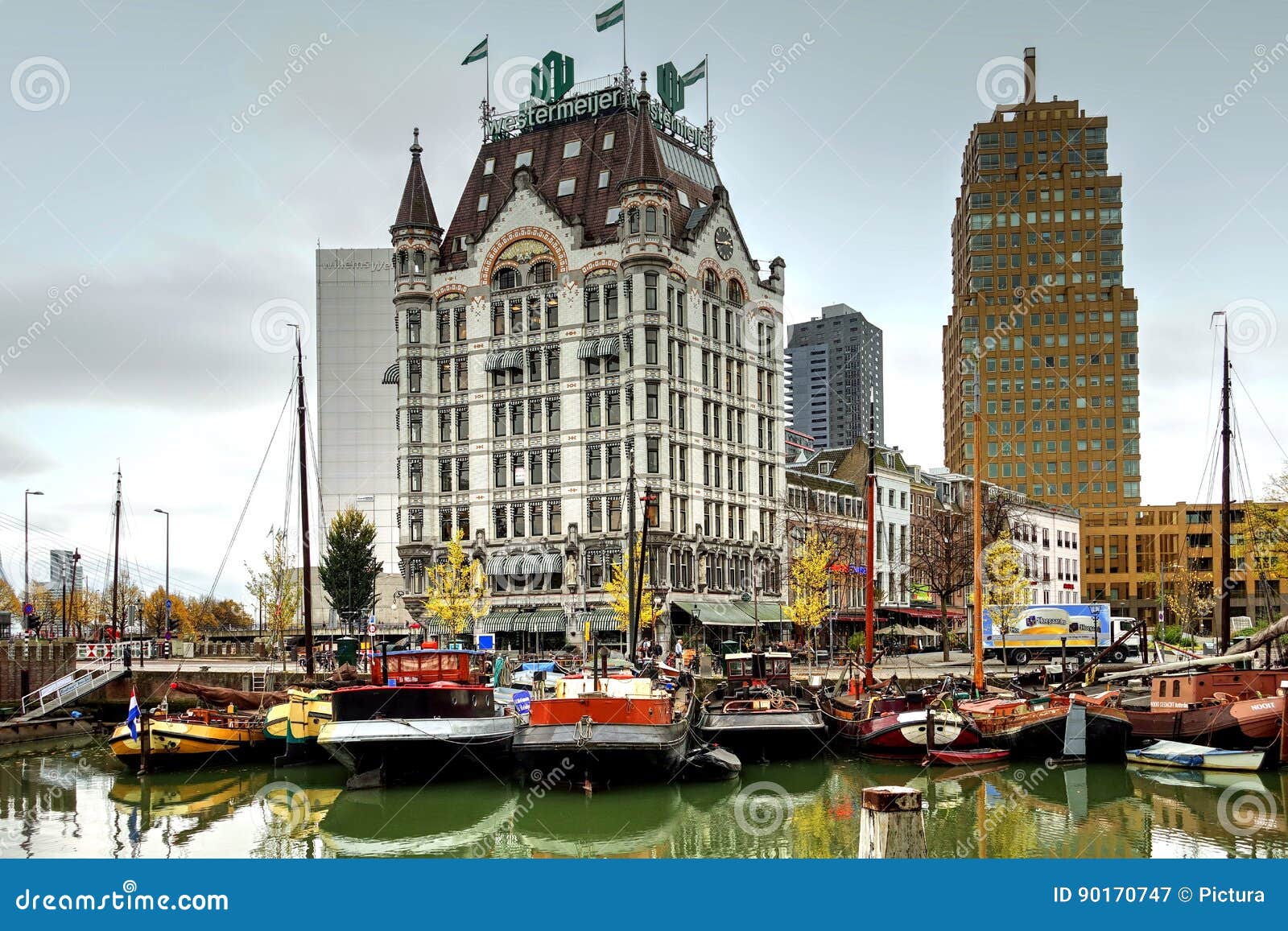 Wijnhaven harbor editorial photography. Image of boat - 90170747