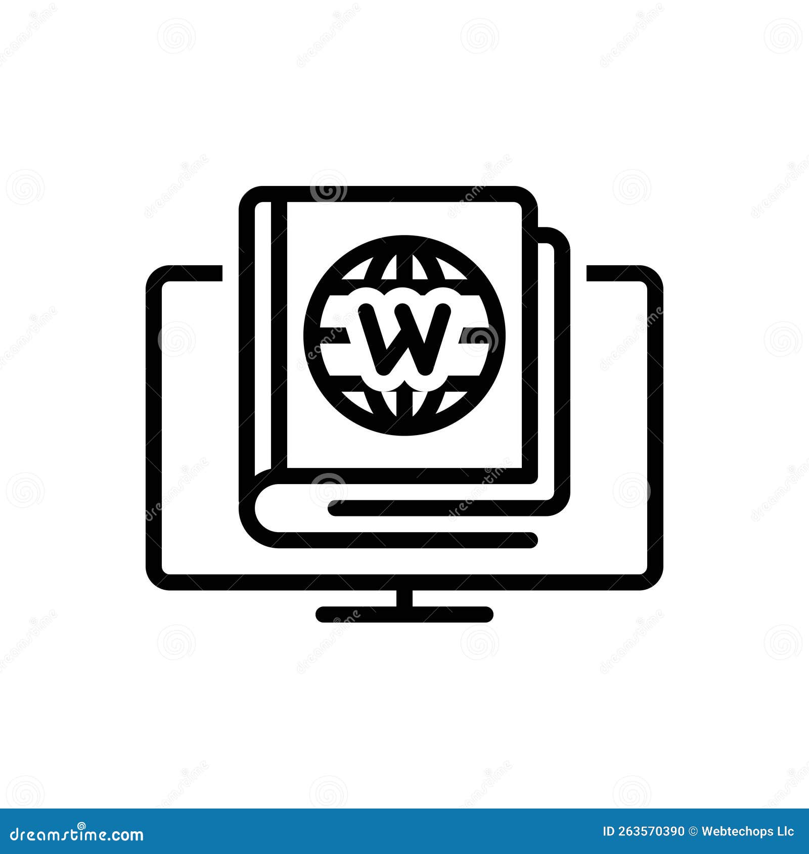 Black Line Icon for Wiki, App and Book Stock Vector - Illustration of ...
