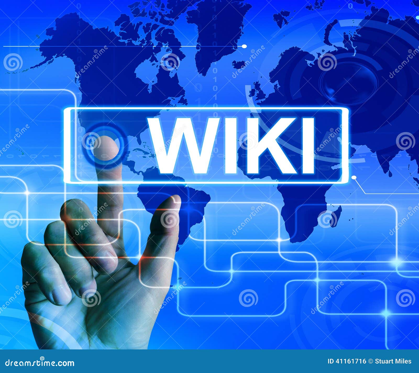 Wiki Map Displays Internet Information and Encyclopaedia Website Stock ...