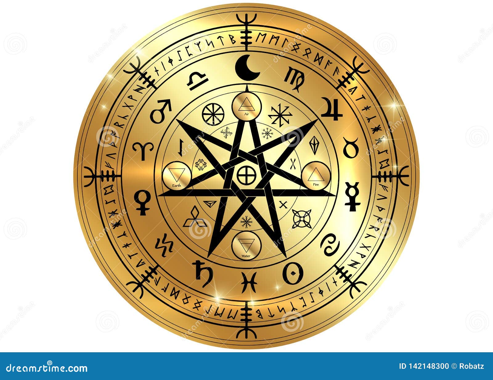 Wiccan Symbol Of Protection. Colorful Mandala Witches Runes, Mystic ...