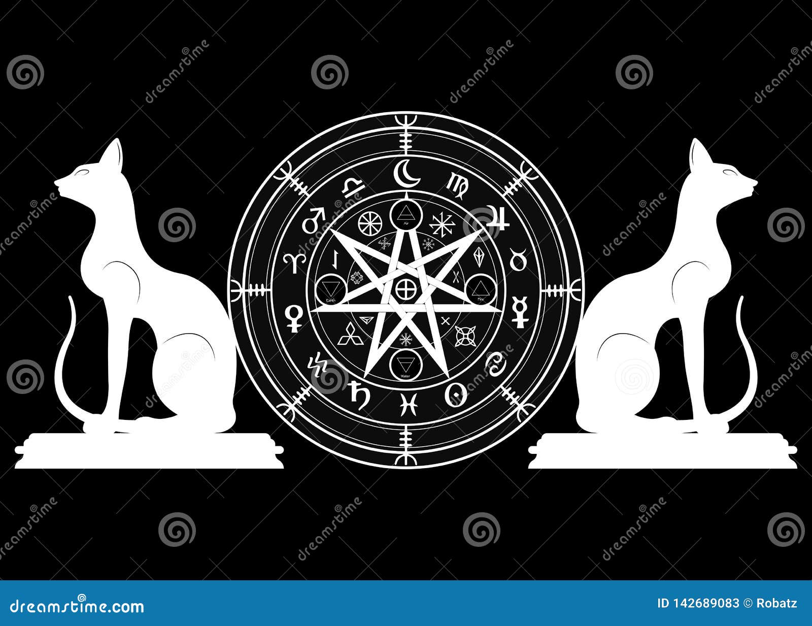 Wiccan Symbol of Protection. Set of Mandala Witches Runes and Black ...