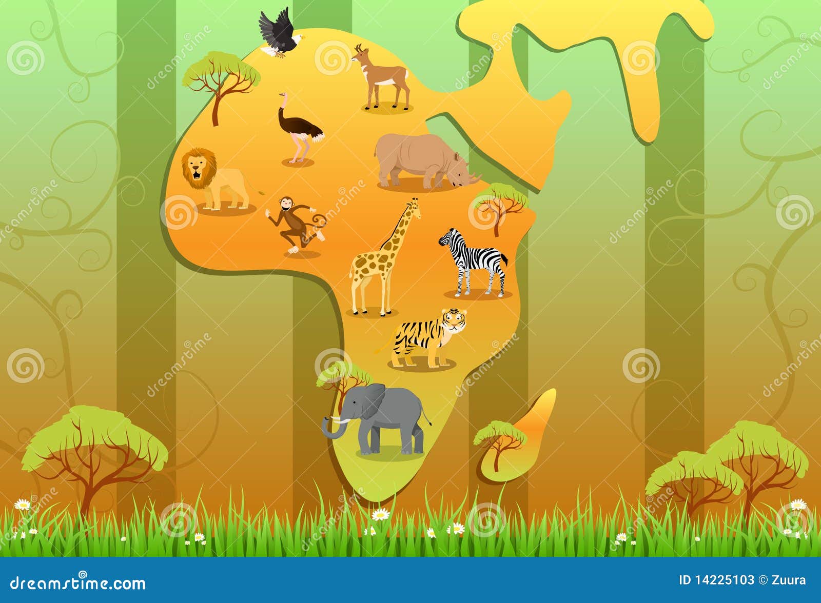 Wild Africa! Cartoon Vector | CartoonDealer.com #14225103