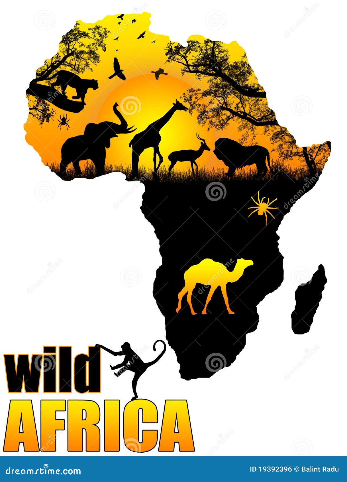 Wild Africa poster stock vector. Illustration of colorful - 19392396