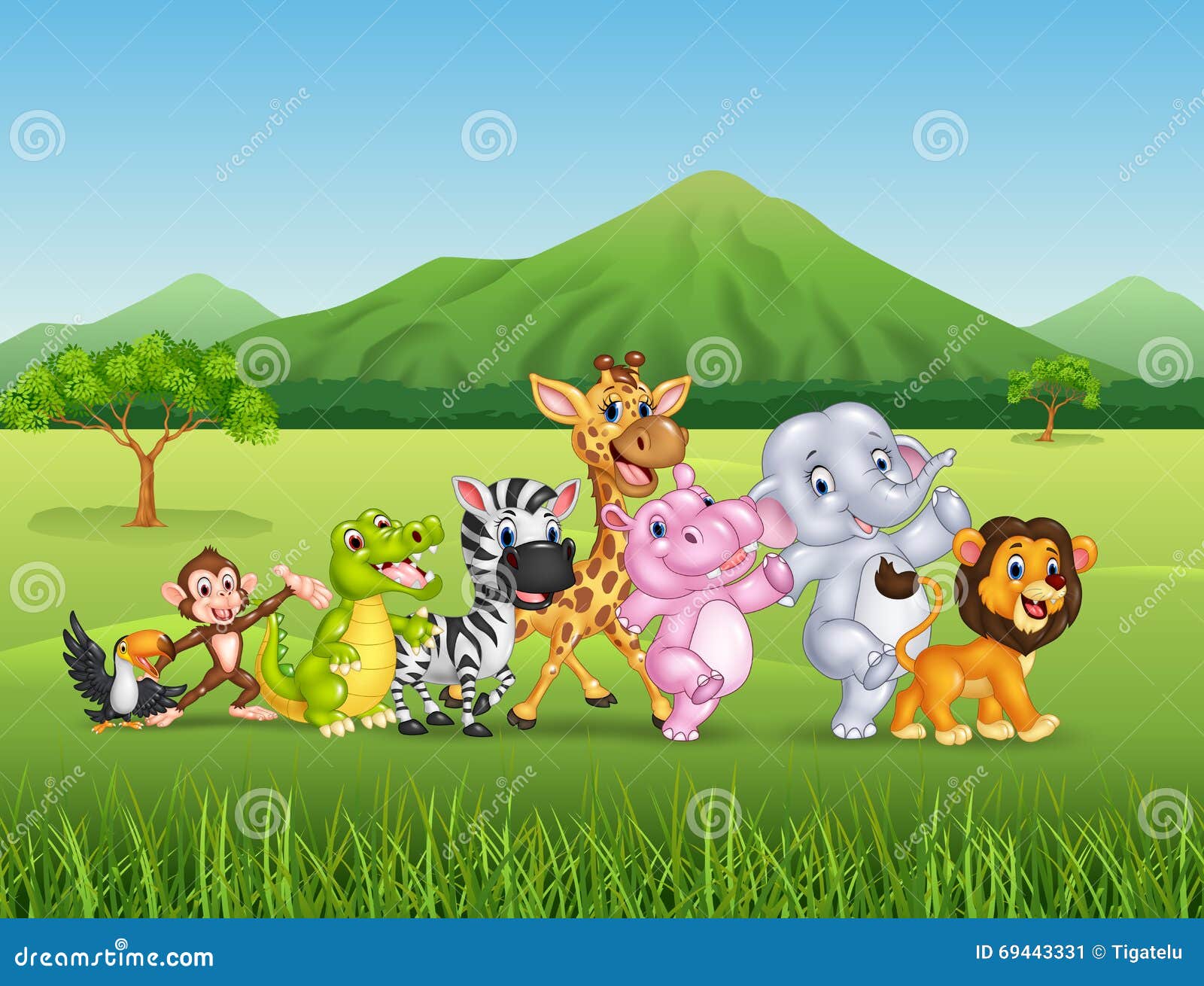 Wild animal cartoon stock vector. Illustration of forest - 69443331