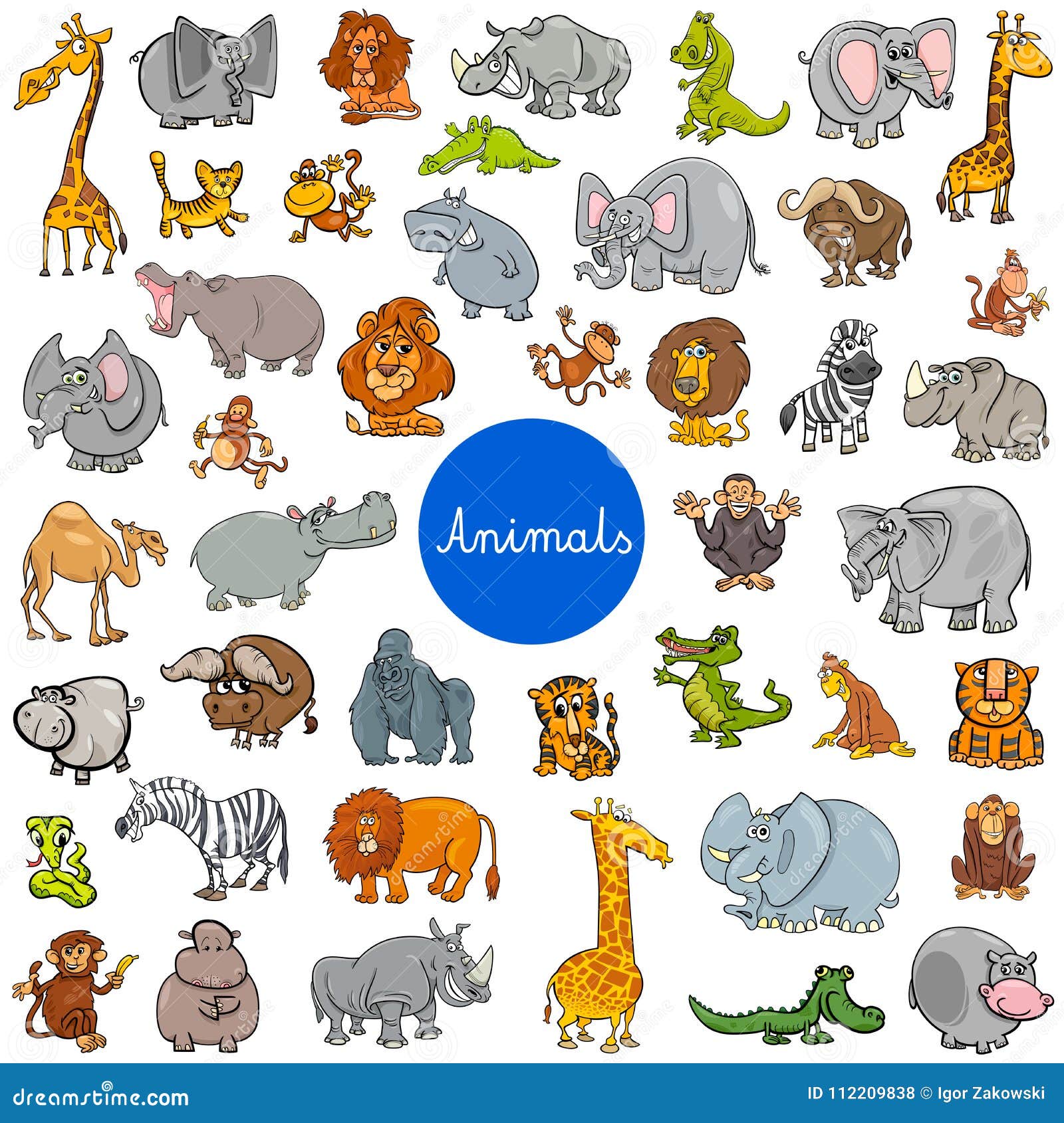 Animal Characters Vector Set. Panda, Bear, Lion And Cat Animal ...