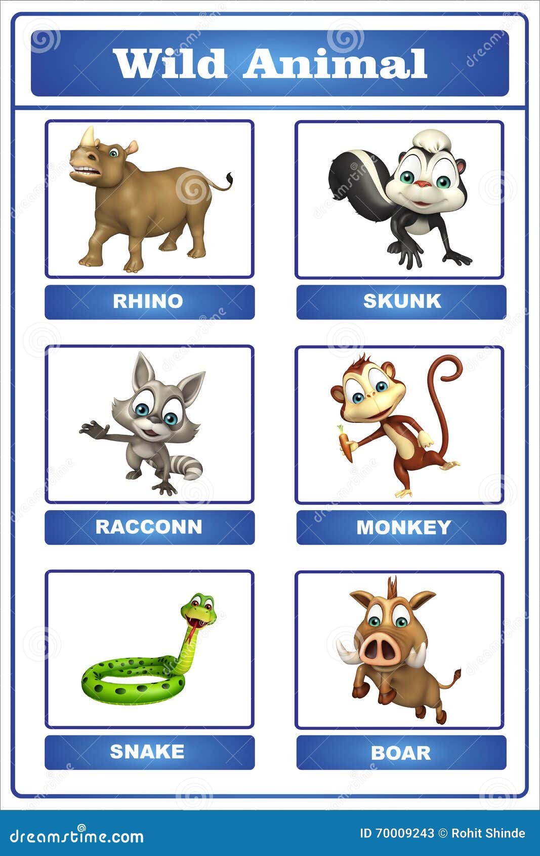 Wild animal chart stock illustration. Illustration of chart - 70009243