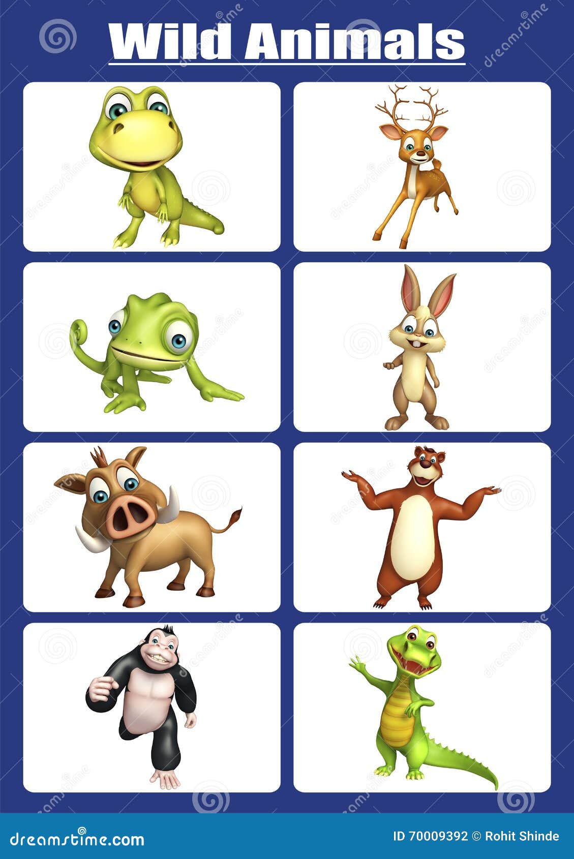 Wild animal chart stock illustration. Illustration of safari - 70009392