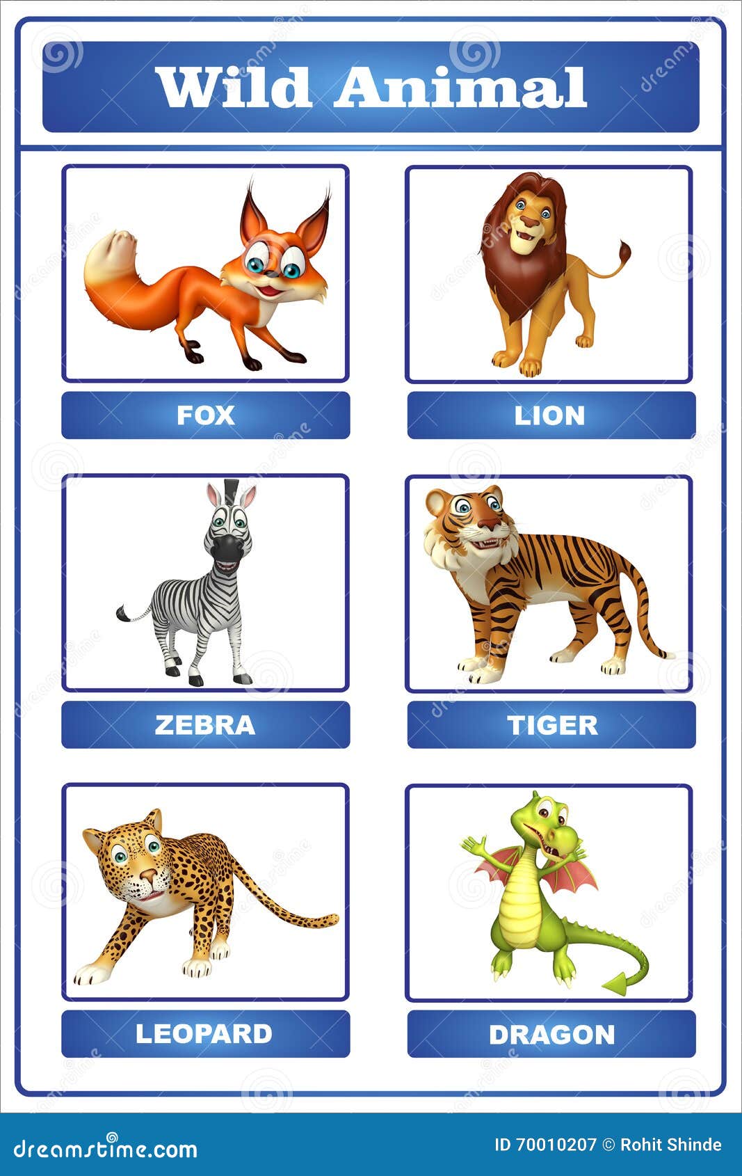 Wild animal chart stock illustration. Illustration of mammal - 70010207